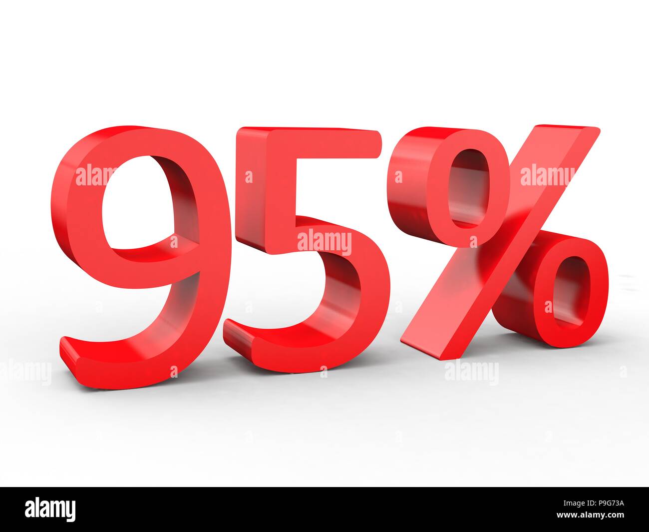 95 percent discount. Red 3d numbers on isolated white background Stock ...