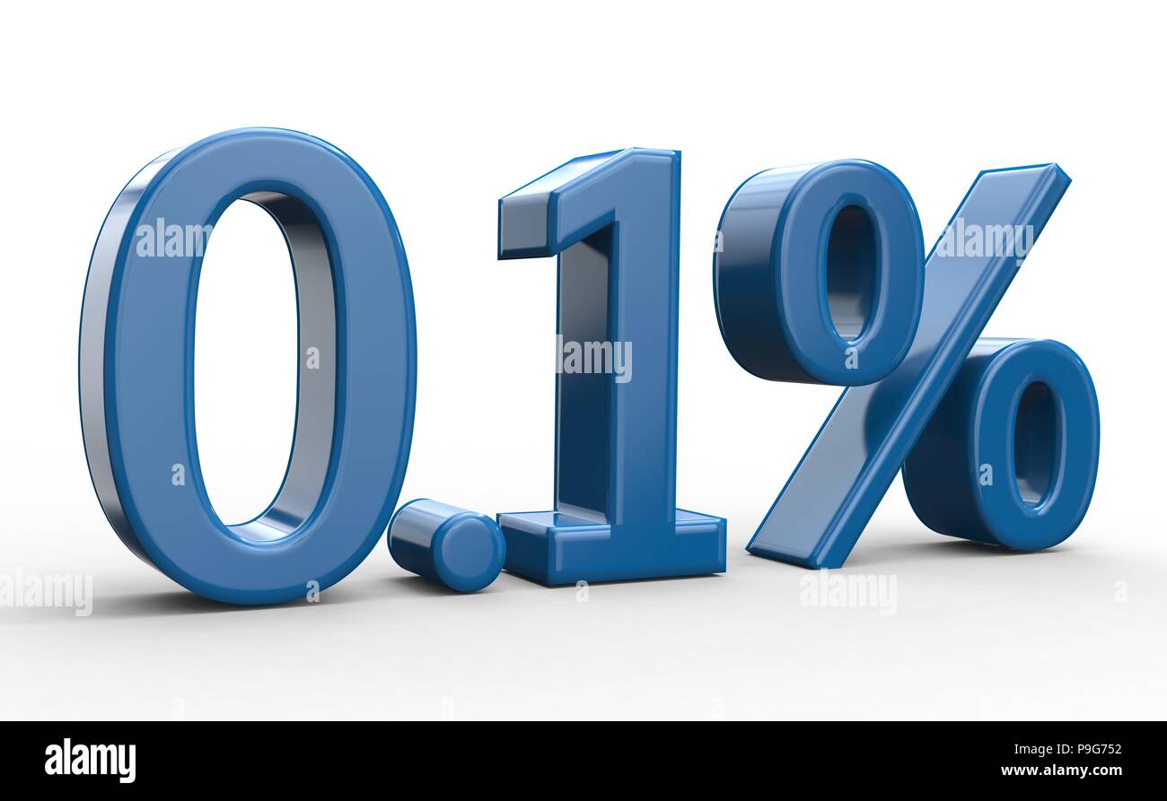 0,1 percent discount. blue 3d numbers on isolated white background ...