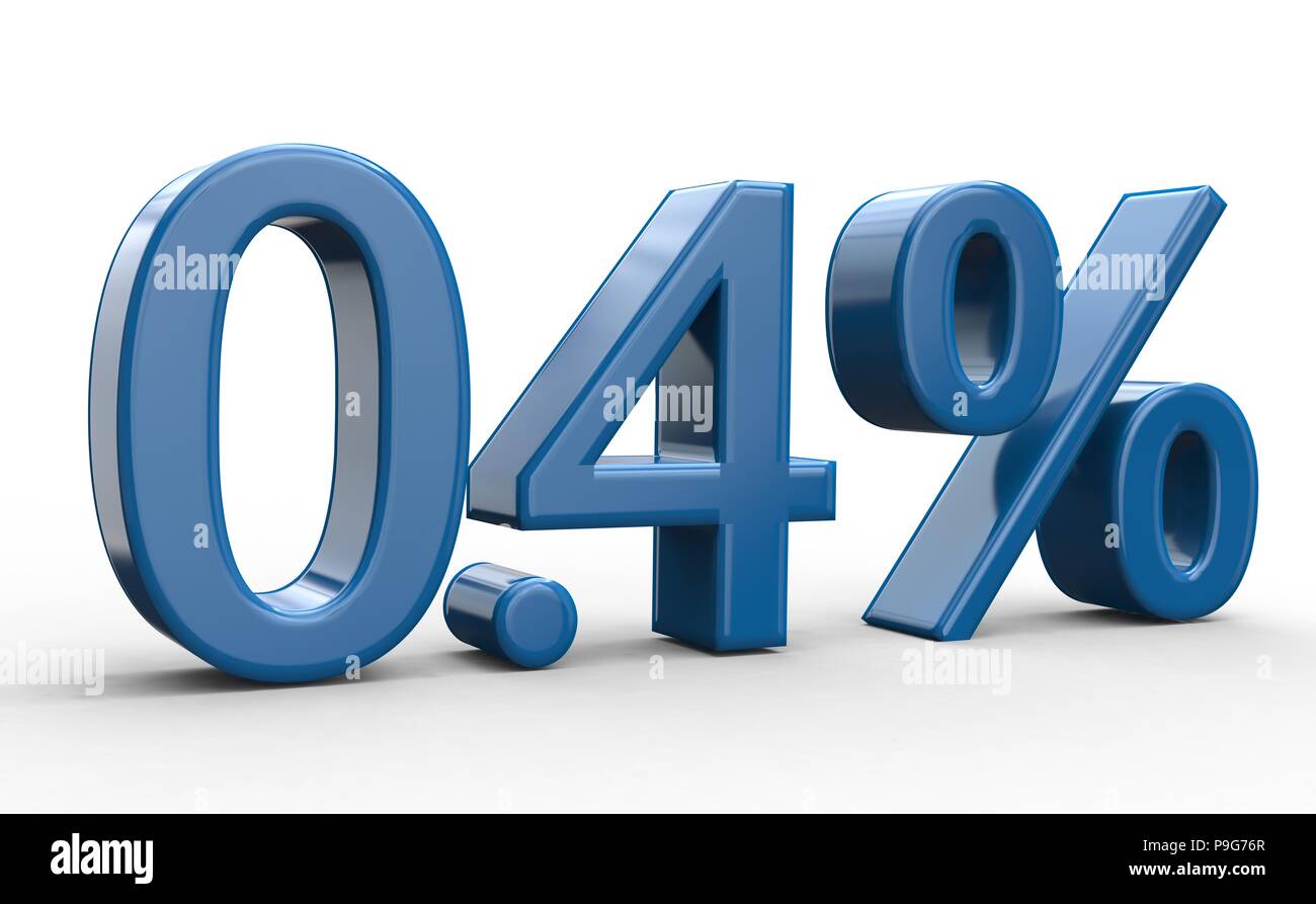 0,4 percent discount. blue 3d numbers on isolated white background ...