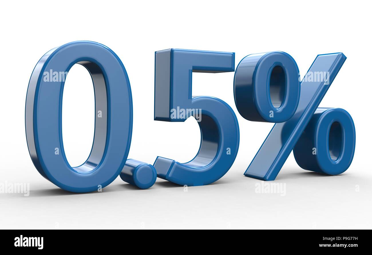 0,5 percent discount. blue 3d numbers on isolated white background ...