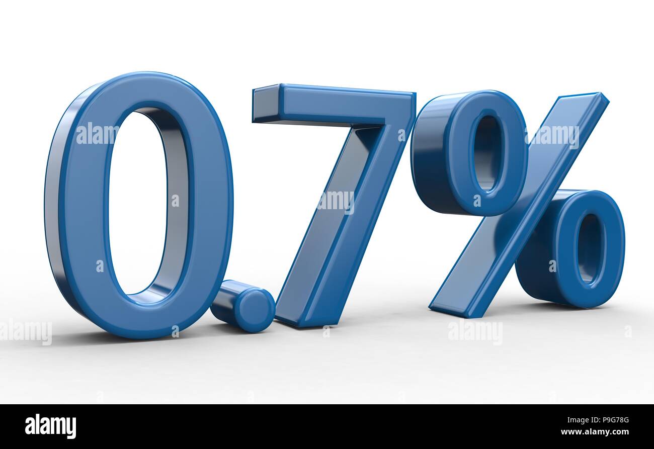 0,7 percent discount. blue 3d numbers on isolated white background ...