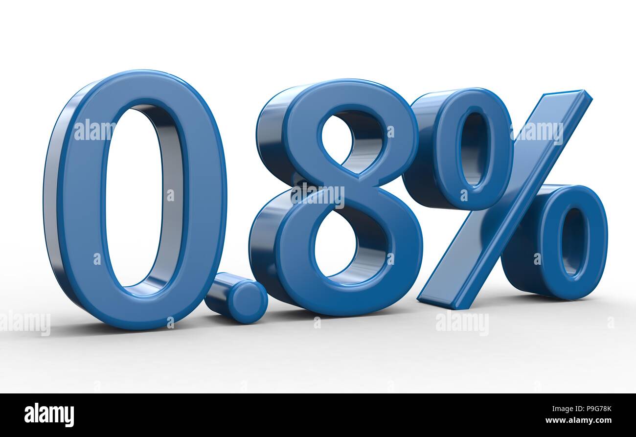 0,8 percent discount. blue 3d numbers on isolated white background ...