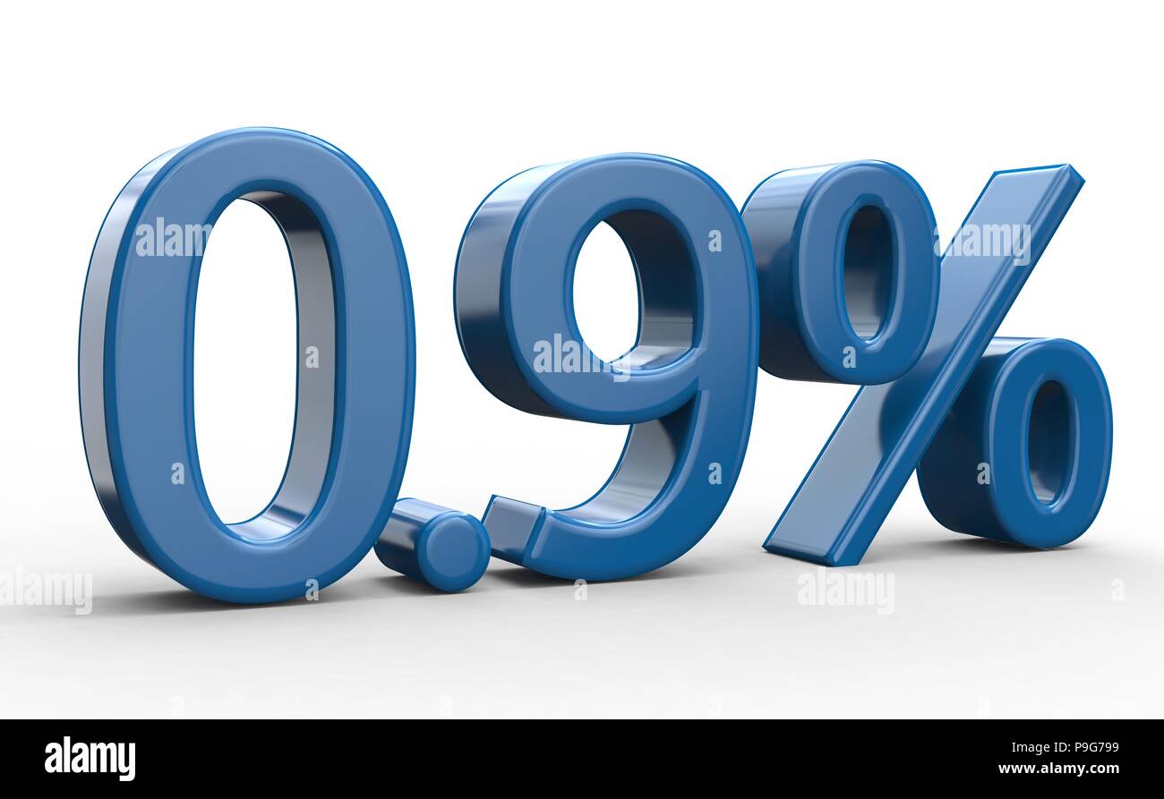 0,9 percent discount. blue 3d numbers on isolated white background ...