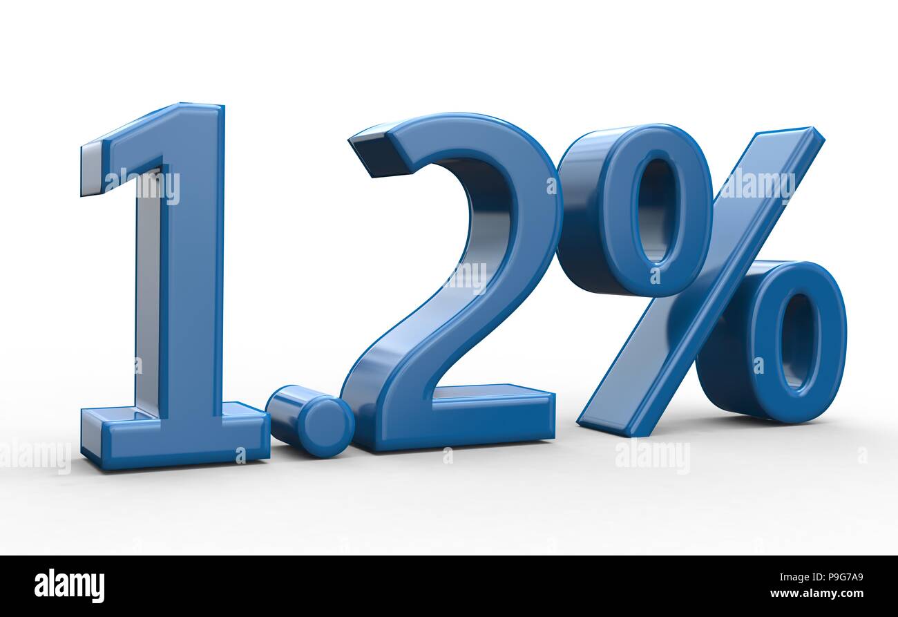 1,2 percent discount. blue 3d numbers on isolated white background ...