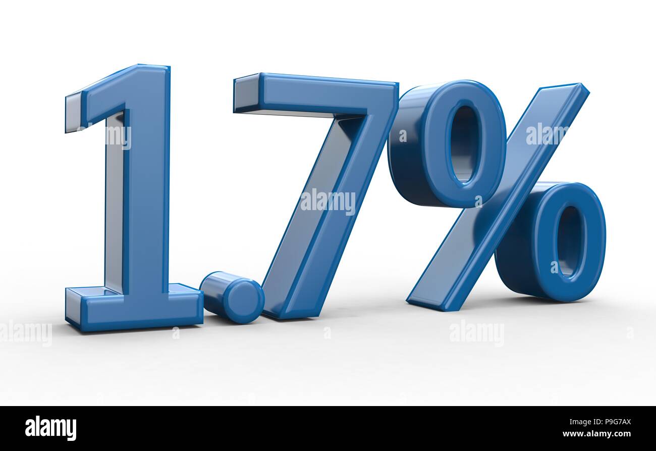 1,7 percent discount. blue 3d numbers on isolated white background ...