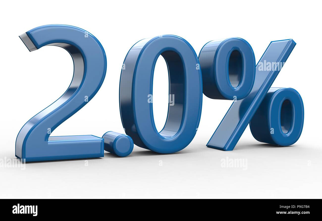 2,0 percent discount. blue 3d numbers on isolated white background ...