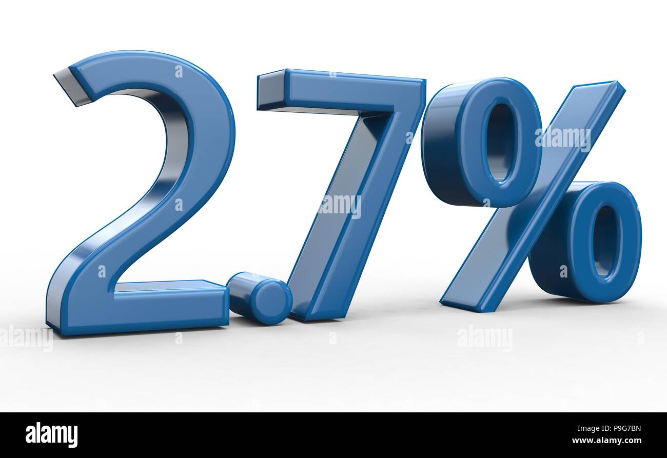 2,7 percent discount. blue 3d numbers on isolated white background ...