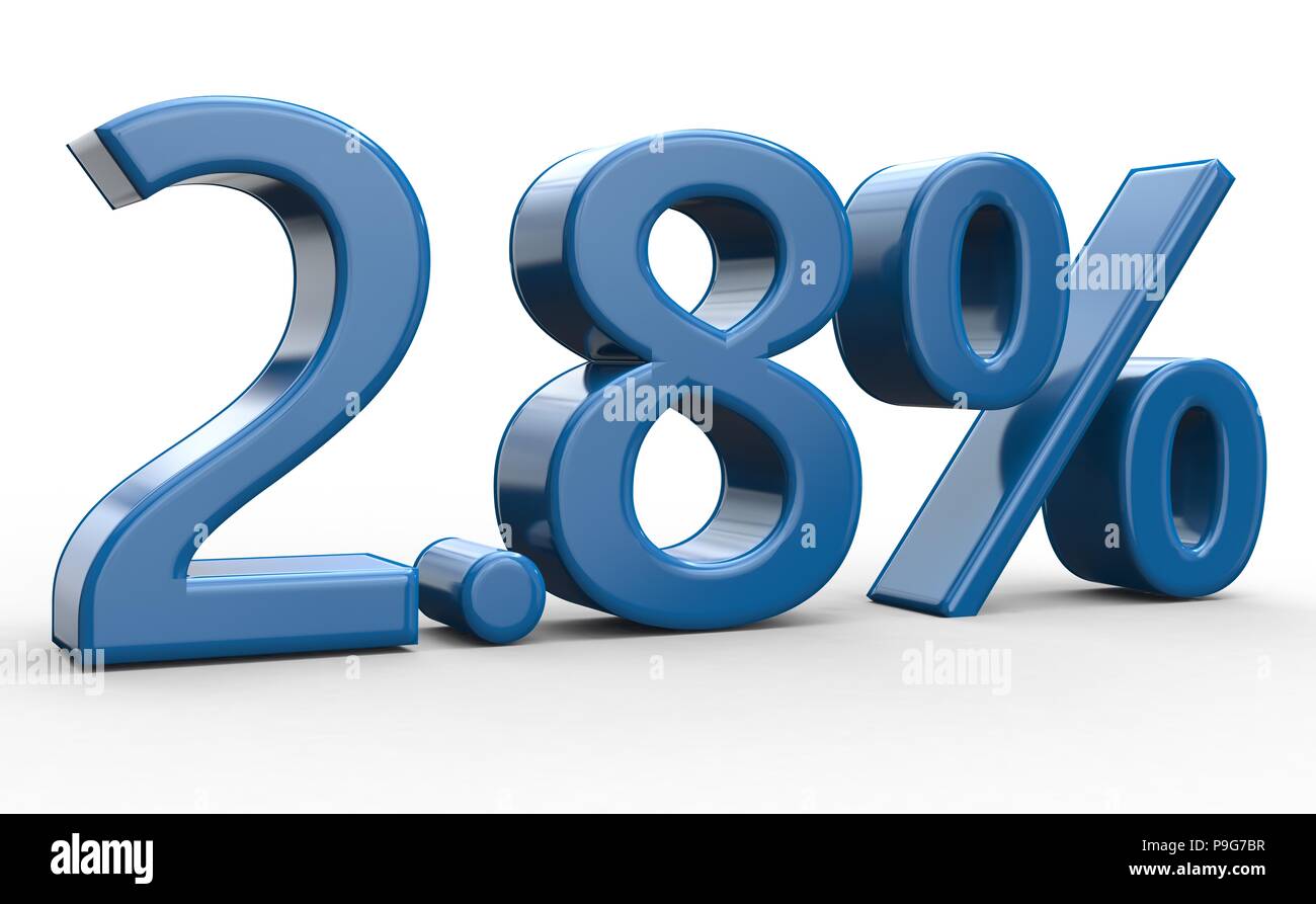 2,8 percent discount. blue 3d numbers on isolated white background ...
