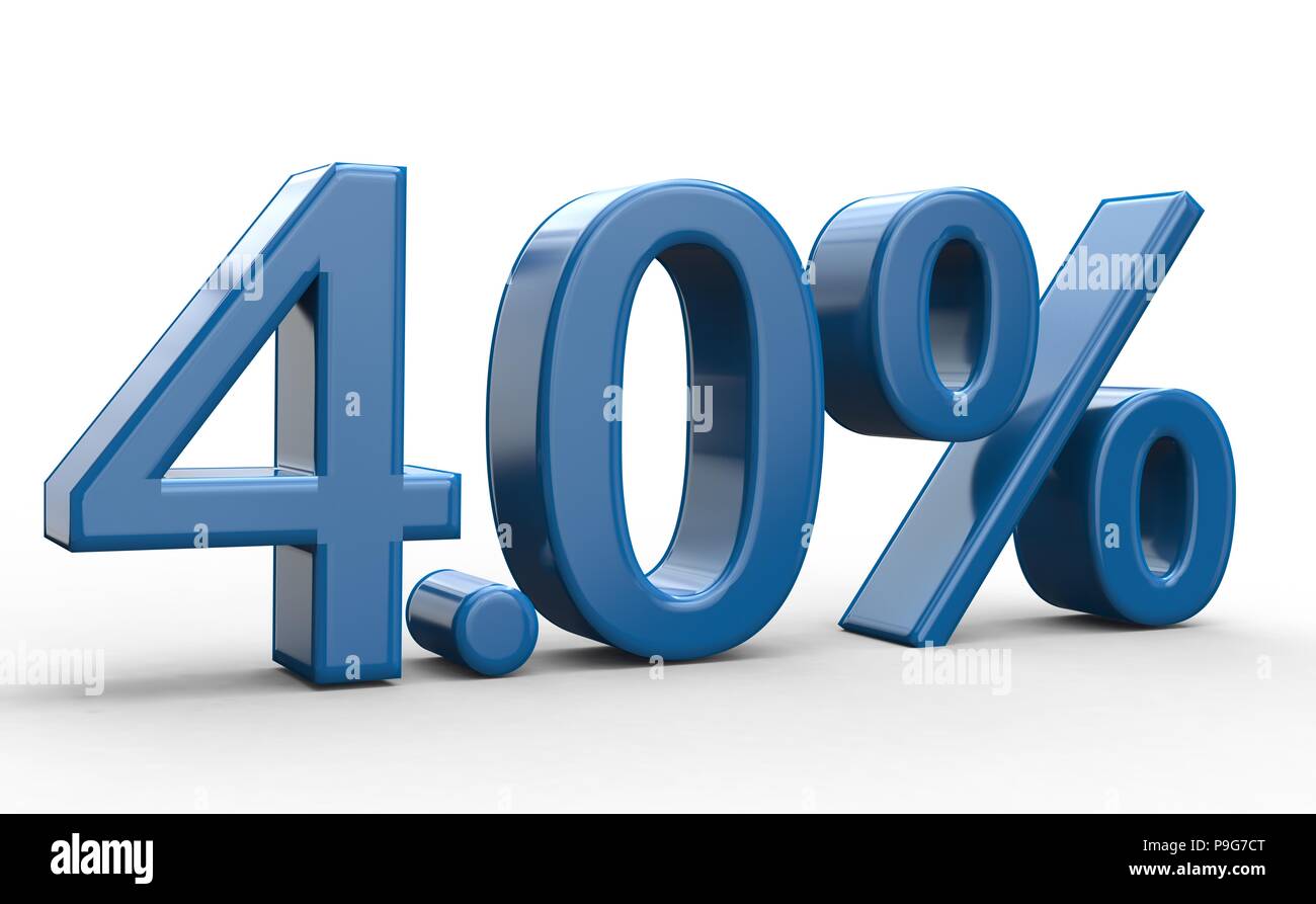 4,0 percent discount. blue 3d numbers on isolated white background ...