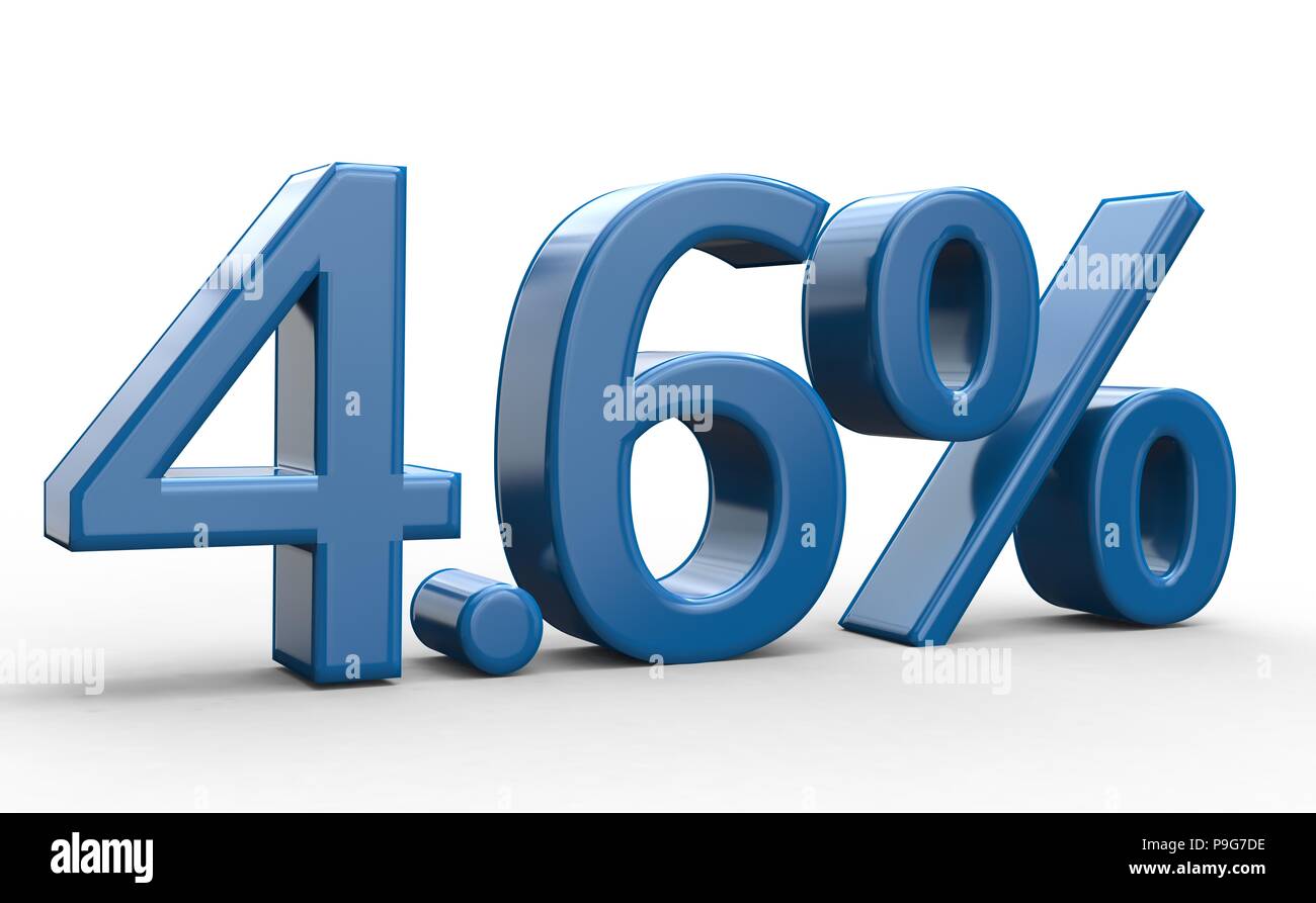 4,6 percent discount. blue 3d numbers on isolated white background ...