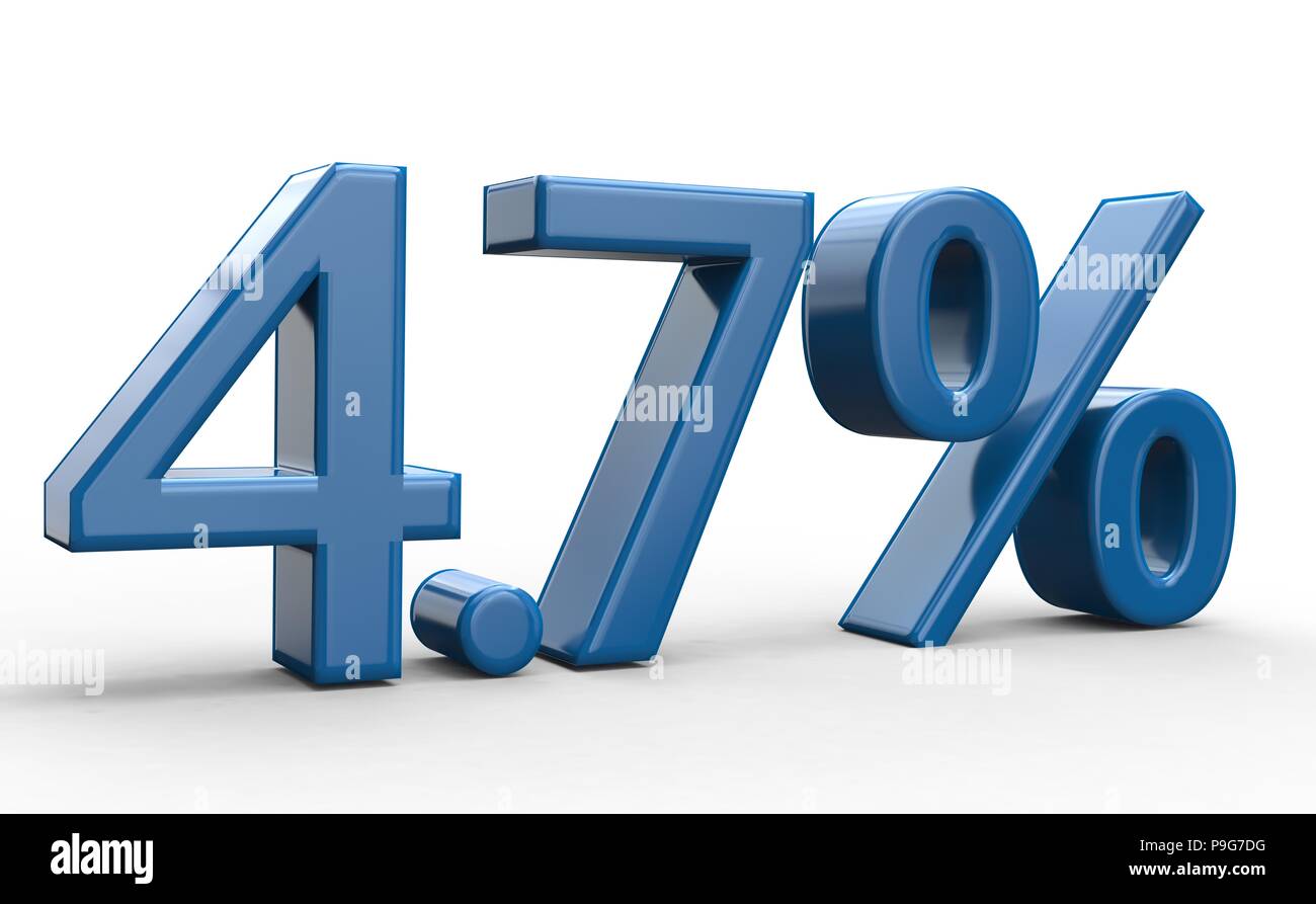 4,7 percent discount. blue 3d numbers on isolated white background ...