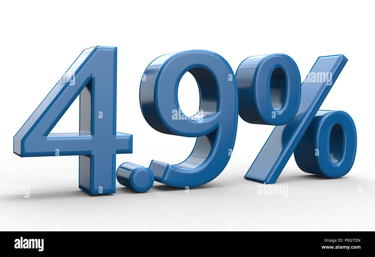 4,9 percent discount. blue 3d numbers on isolated white background ...