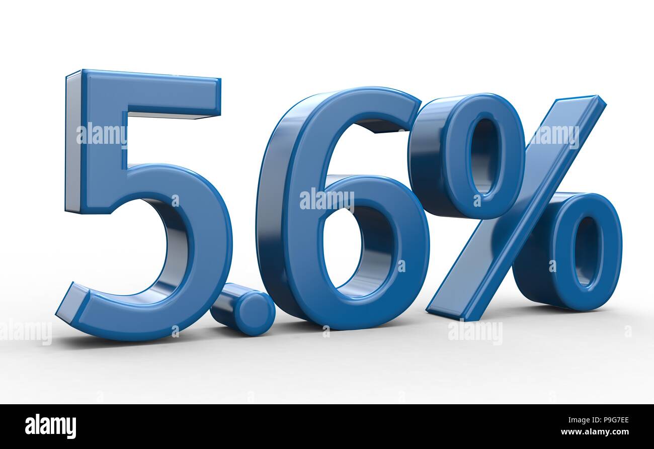 5,6 percent discount. blue 3d numbers on isolated white background ...