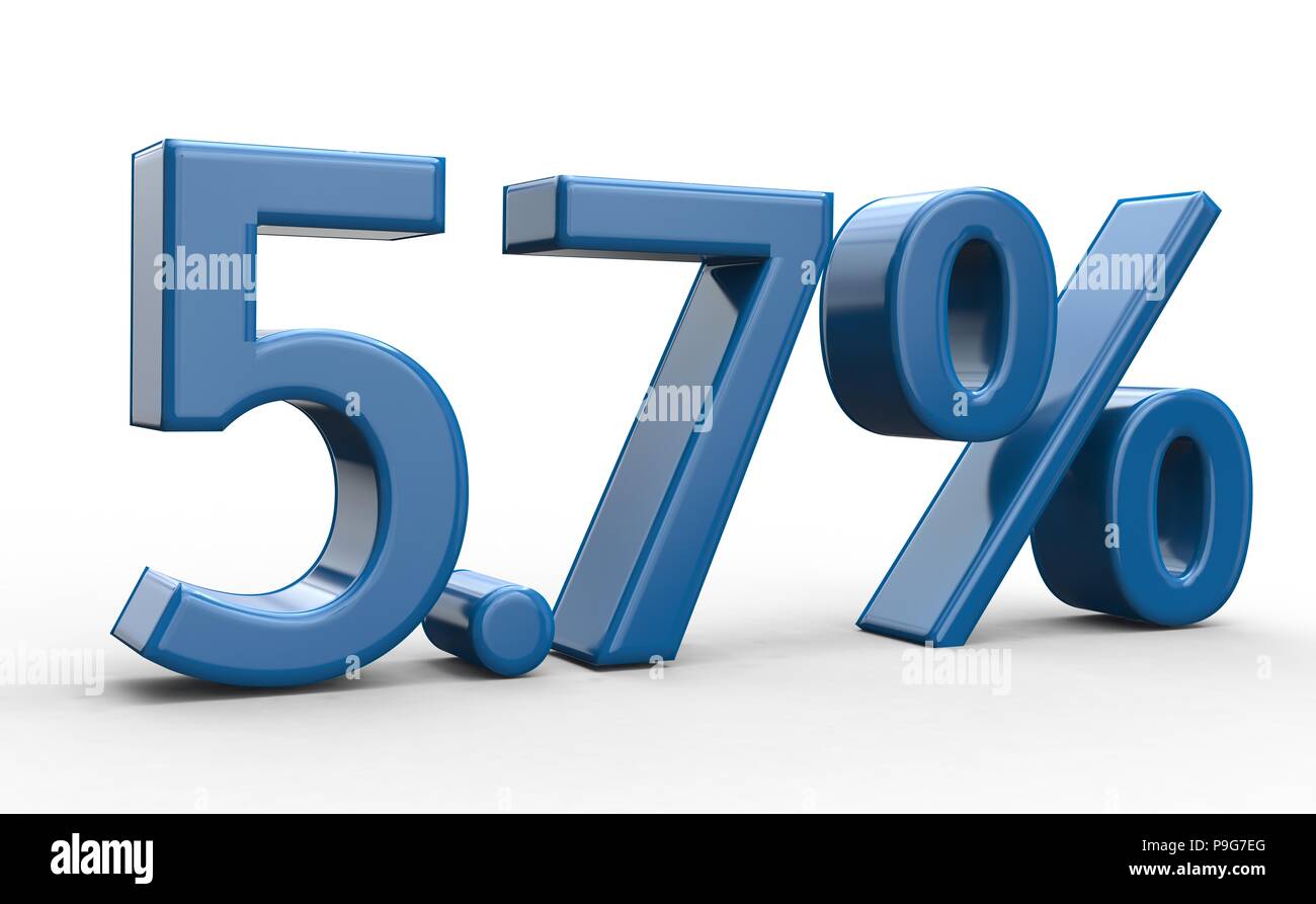 5,7 percent discount. blue 3d numbers on isolated white background ...