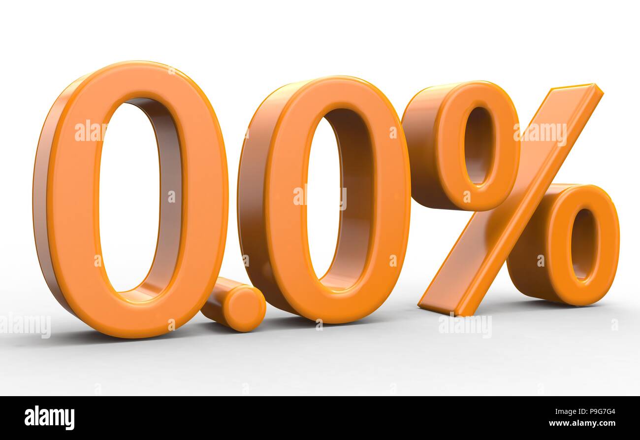 0,0 percent discount. orange 3d numbers on isolated white background ...