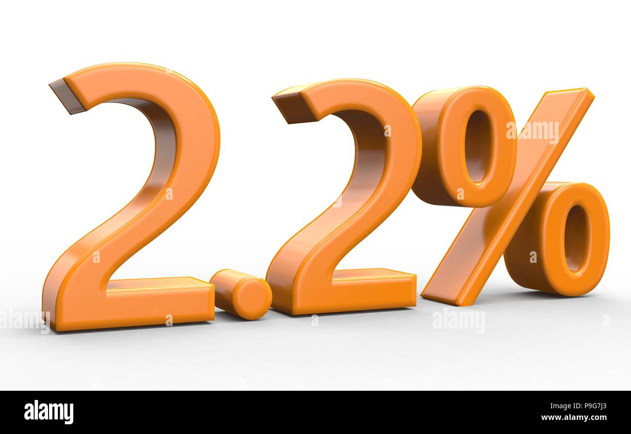 2,2 percent discount. orange 3d numbers on isolated white background ...
