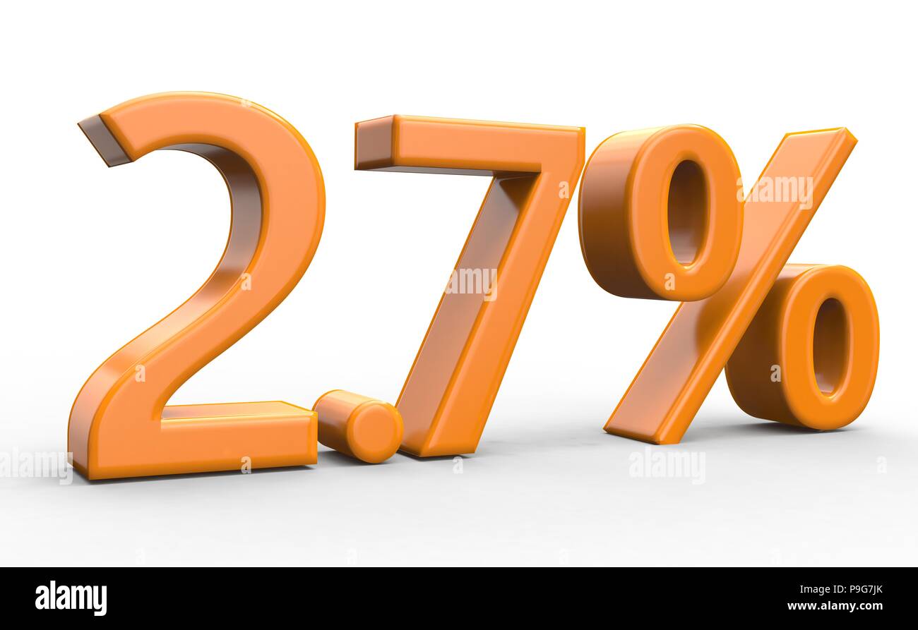 2,7 percent discount. orange 3d numbers on isolated white background ...