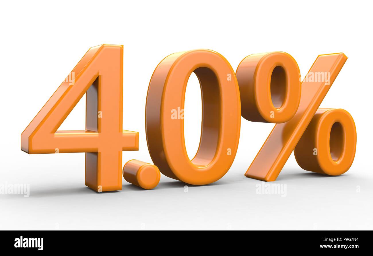 4,0 percent discount. orange 3d numbers on isolated white background ...