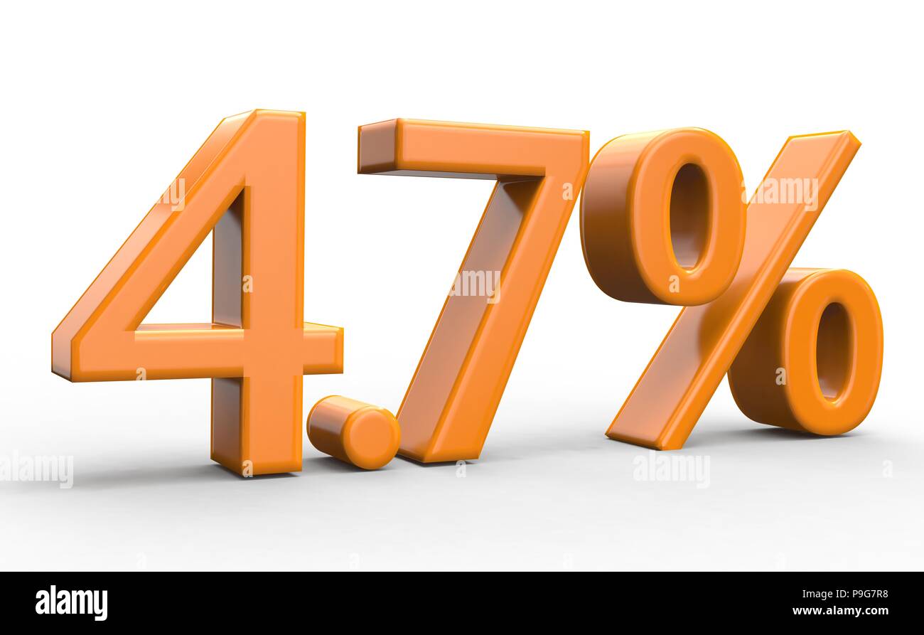 4,7 percent discount. orange 3d numbers on isolated white background ...