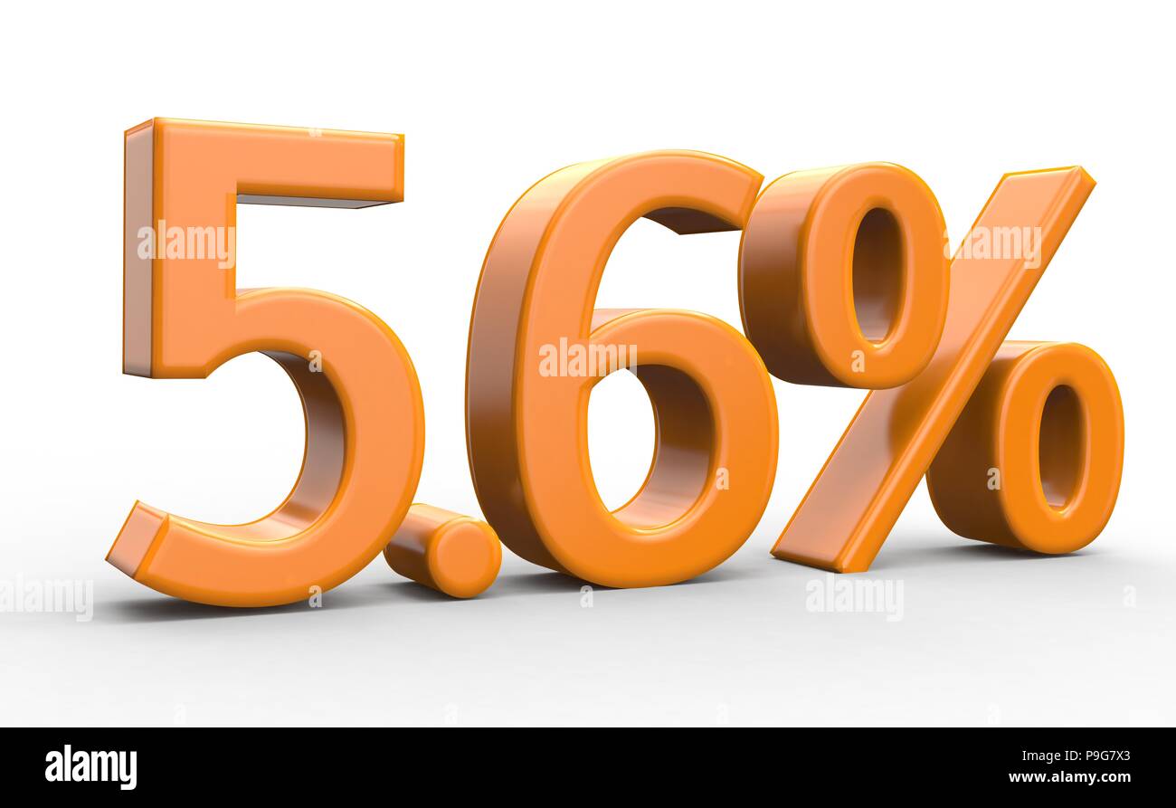 5,6 percent discount. orange 3d numbers on isolated white background ...