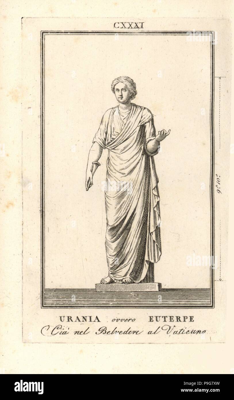 Statue of Urania, muse of astronomy, or Euterpe, muse of music. In the ...