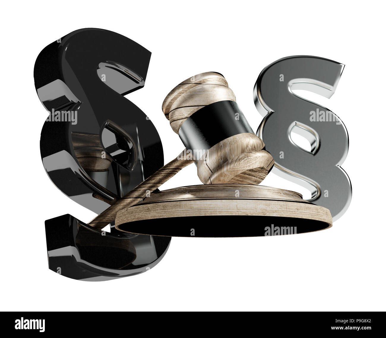 paragraph law and wooden judge gavel 3d-illustration Stock Photo - Alamy