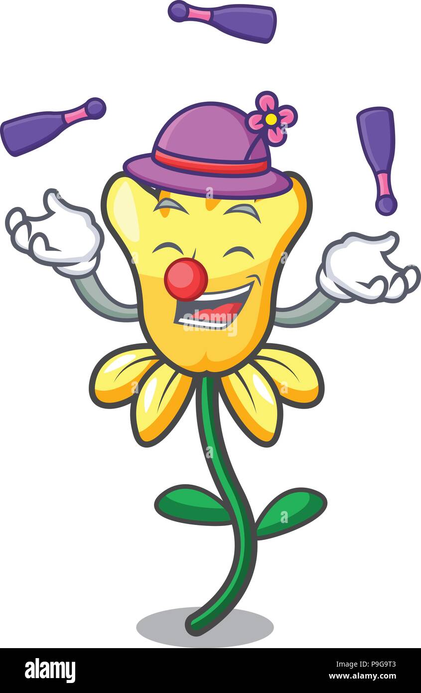 Juggling daffodil flower mascot cartoon vector illustration Stock ...