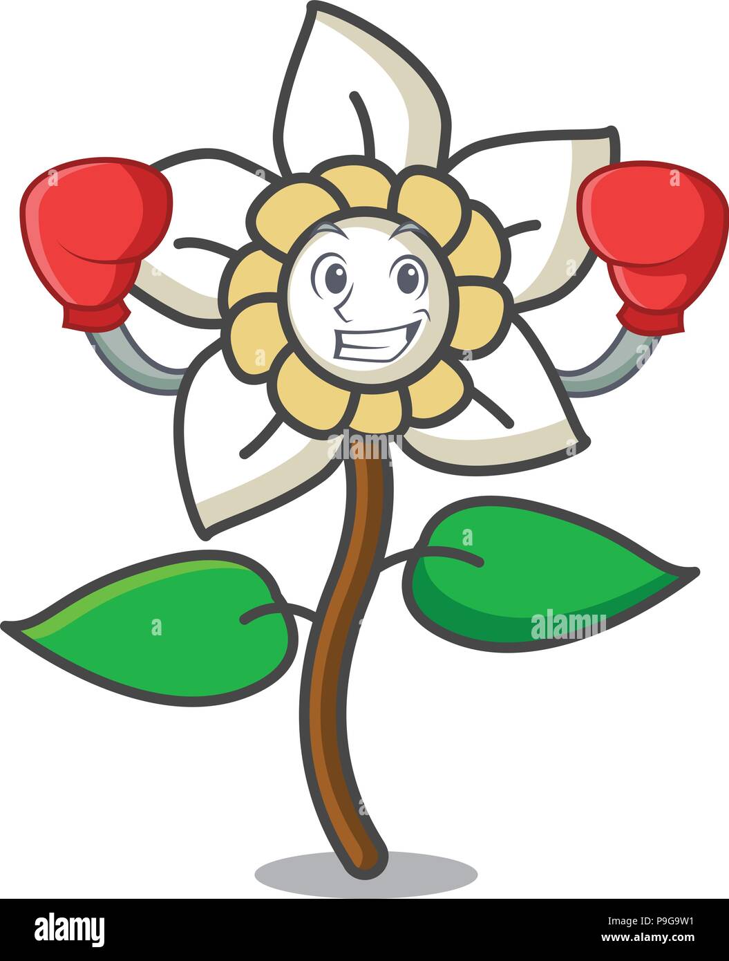Boxing jasmine flower character cartoon vector illustration Stock ...