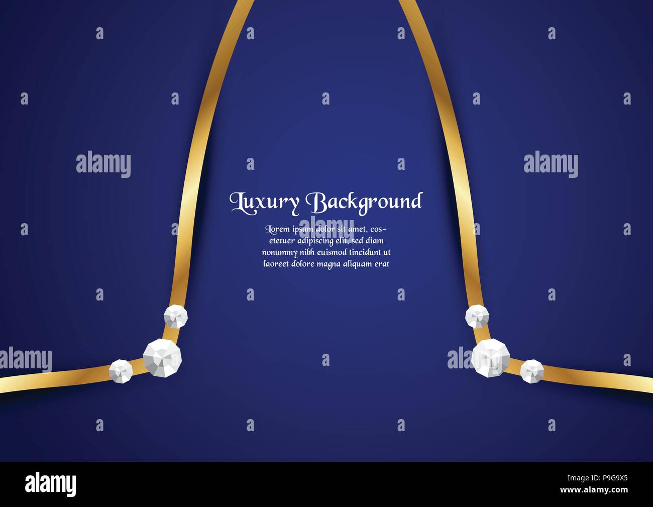 Abstract blue background in premium concept with golden border ...