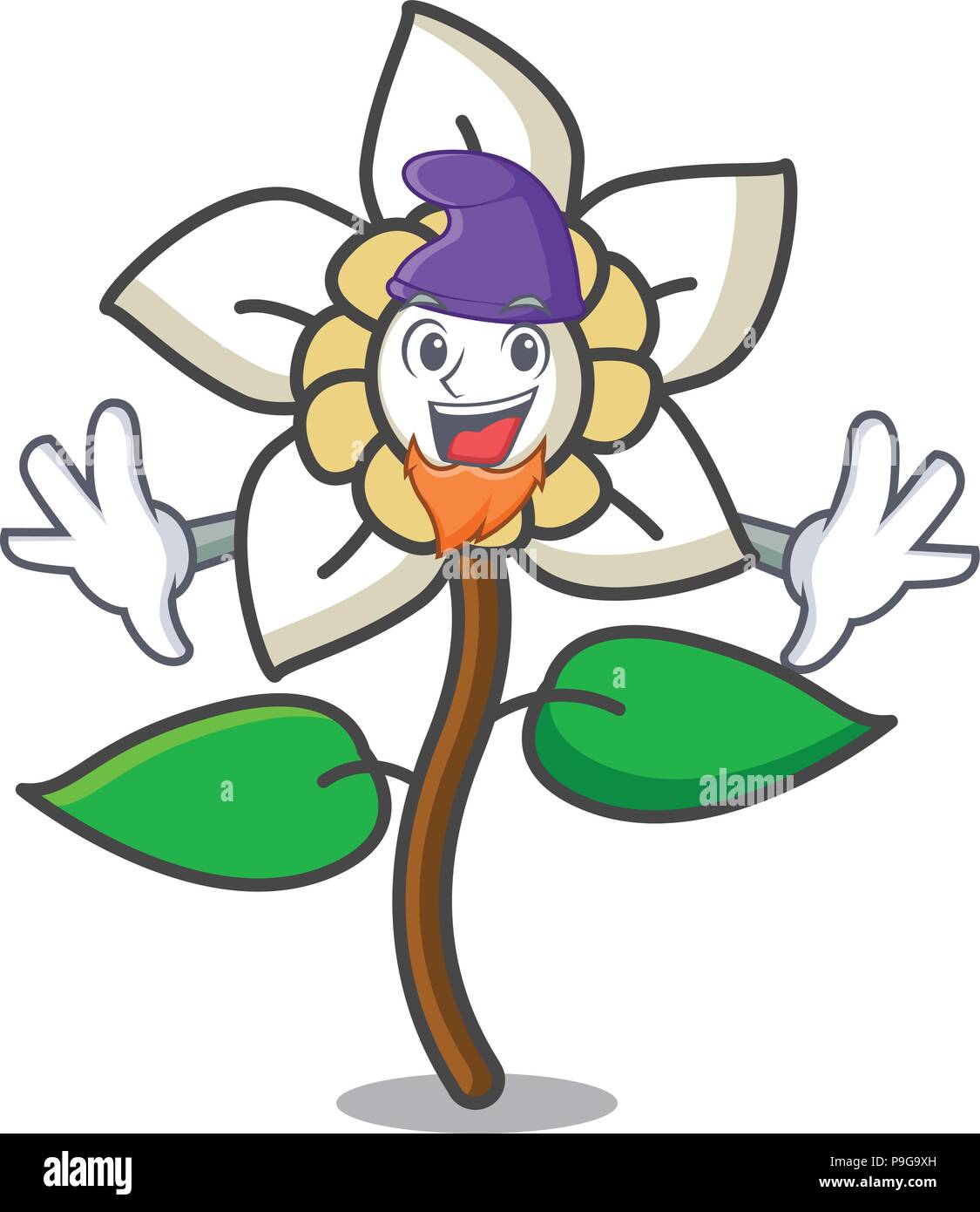 Elf jasmine flower character cartoon vector illustration Stock Vector ...