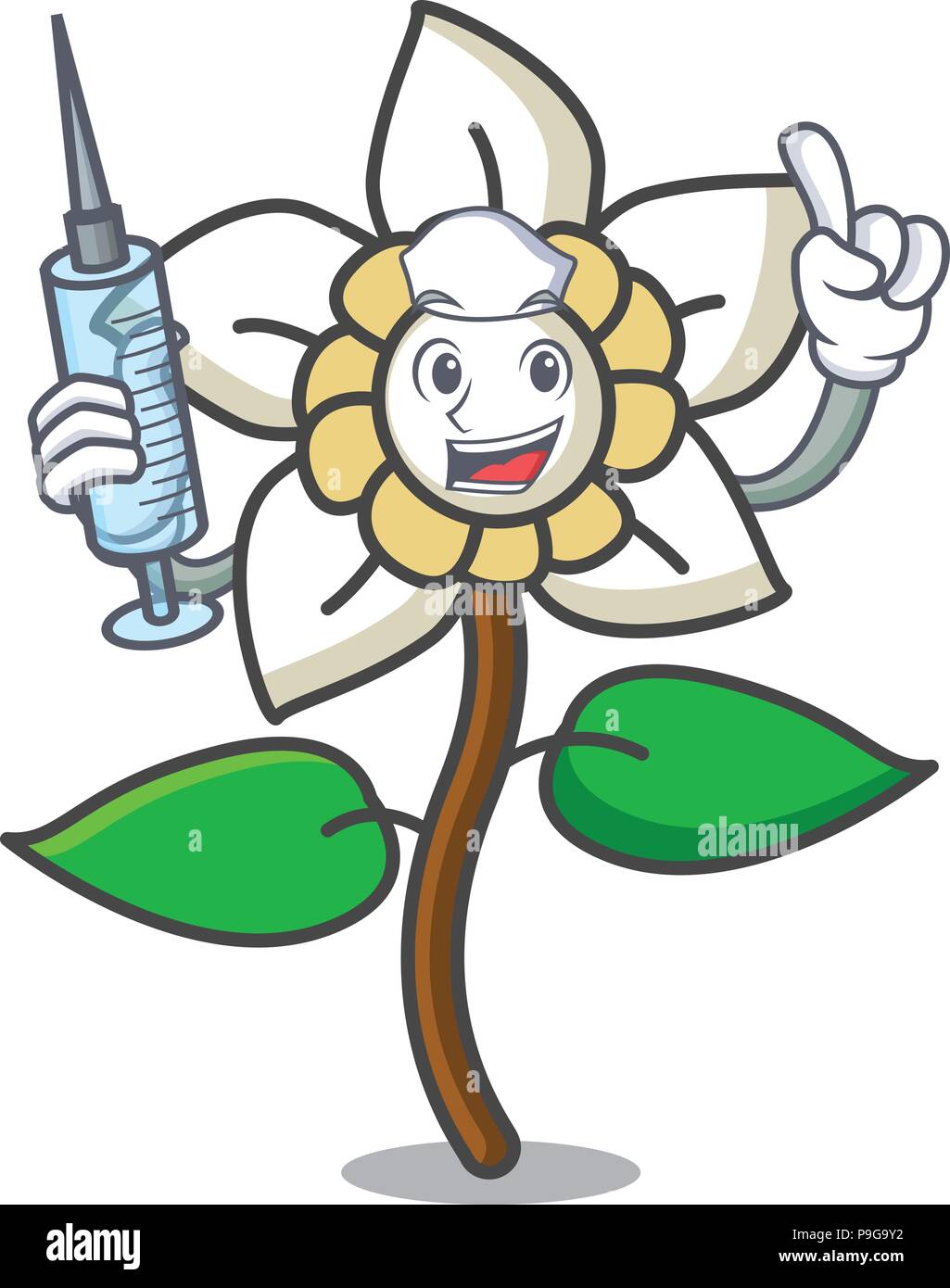 Nurse jasmine flower character cartoon vector illustration Stock Vector ...