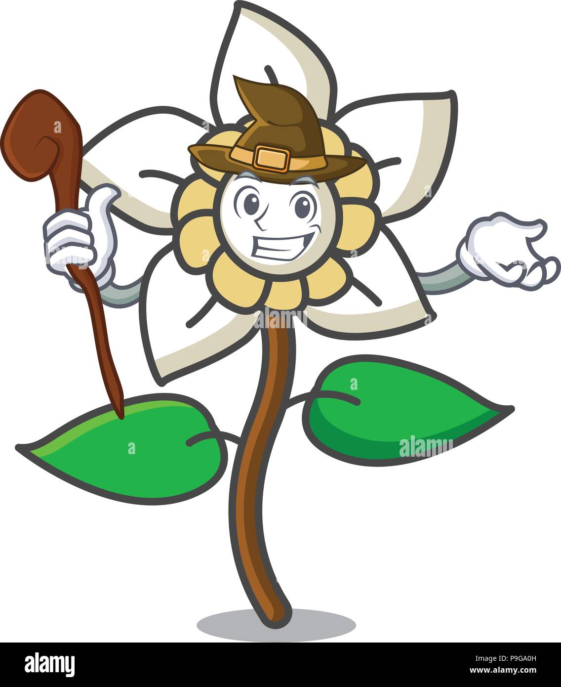 Witch jasmine flower mascot cartoon vector illustration Stock Vector ...