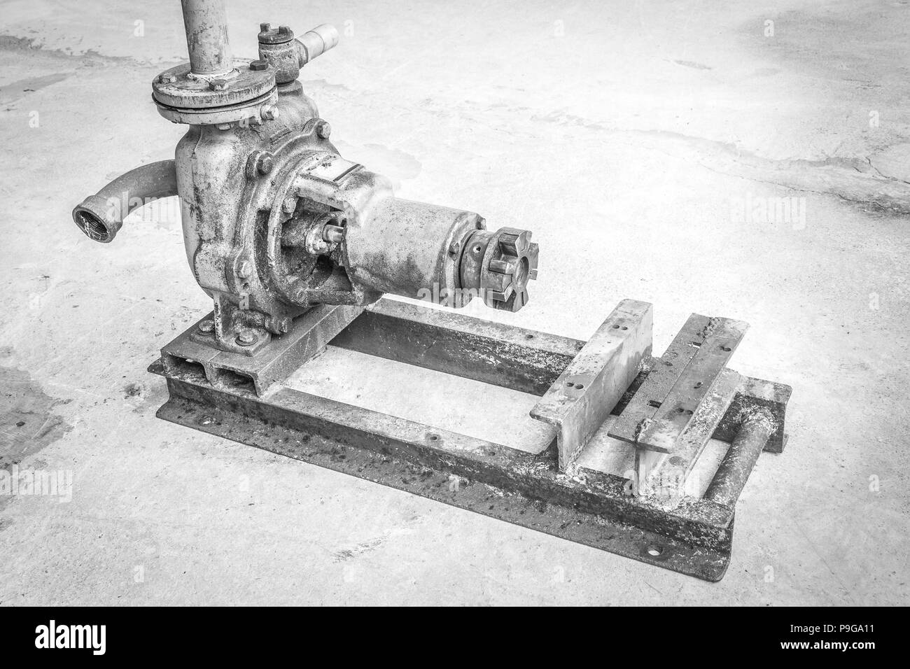 Industrial water pump on concrete. Heavy duty water pump for industry ...