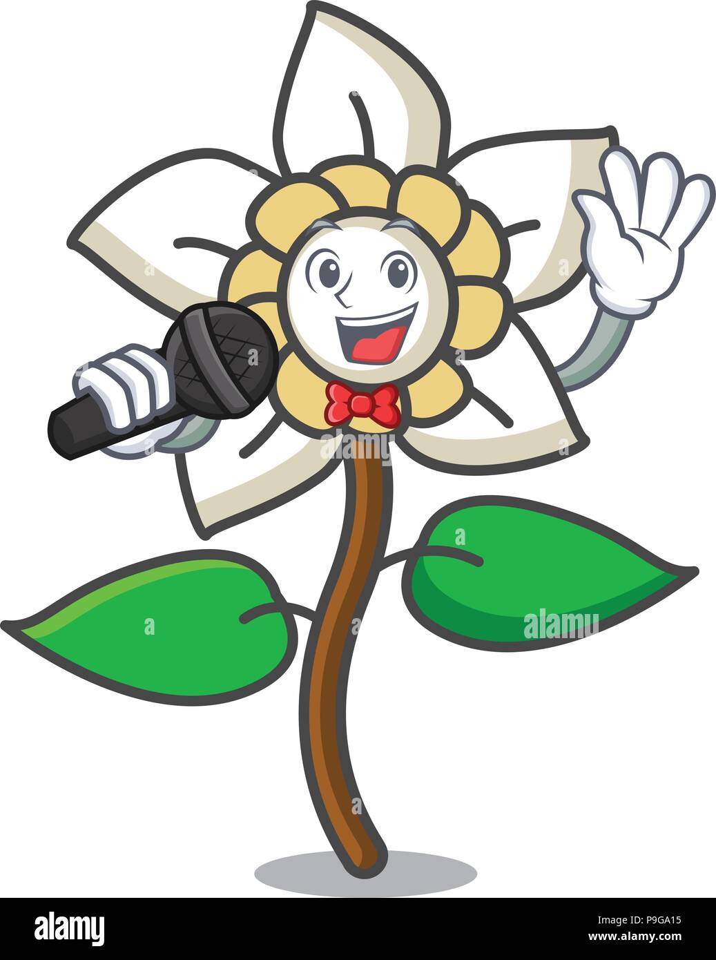 Singing jasmine flower mascot cartoon vector illustration Stock Vector ...