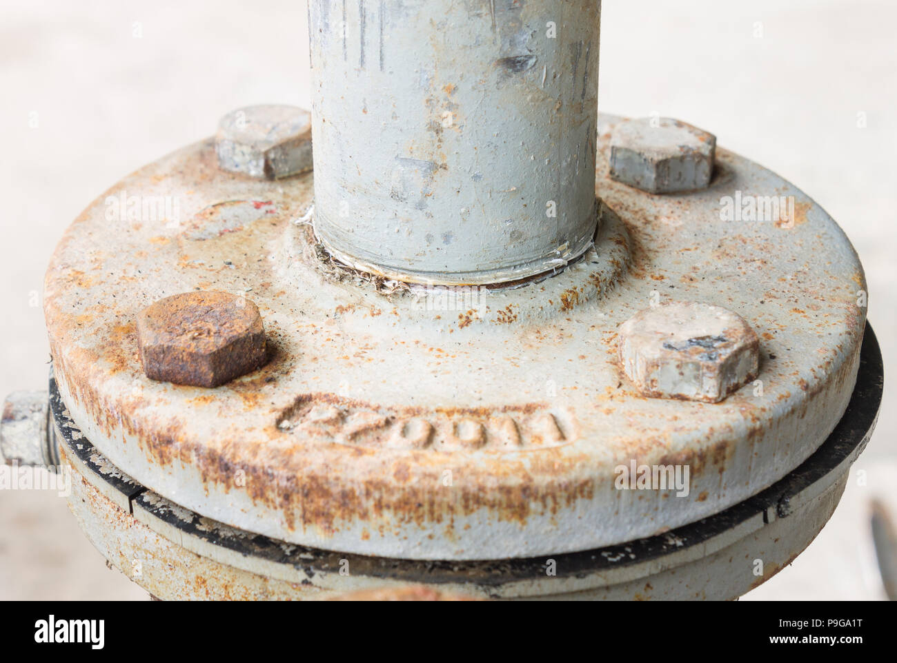 The Piping of Industrial Water Pump. Old water pump with rust bolt ...