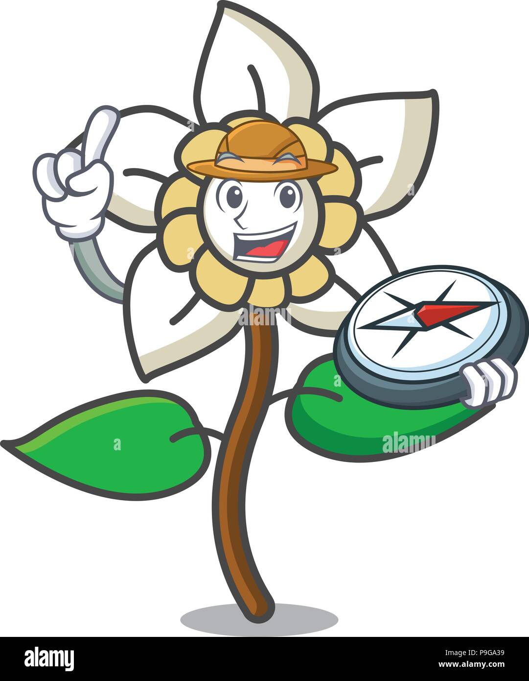 Explorer jasmine flower mascot cartoon vector illustration Stock Vector ...