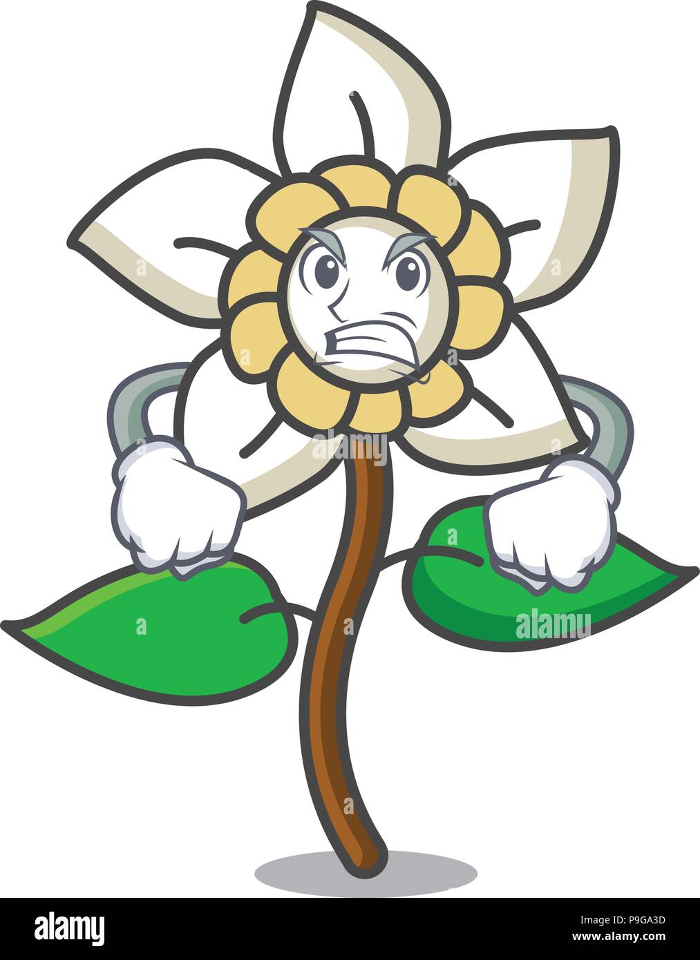 Angry jasmine flower mascot cartoon vector illustration Stock Vector ...