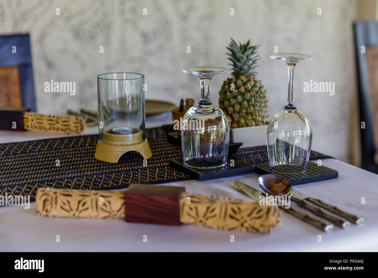 Table setting in balinese restaurant hi-res stock photography and ...