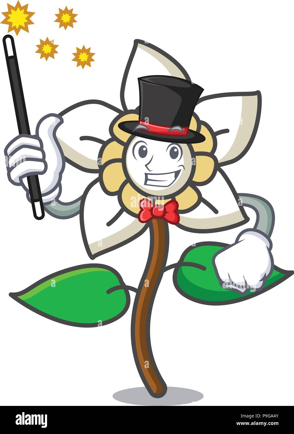 Magician jasmine flower mascot cartoon vector illustration Stock Vector ...
