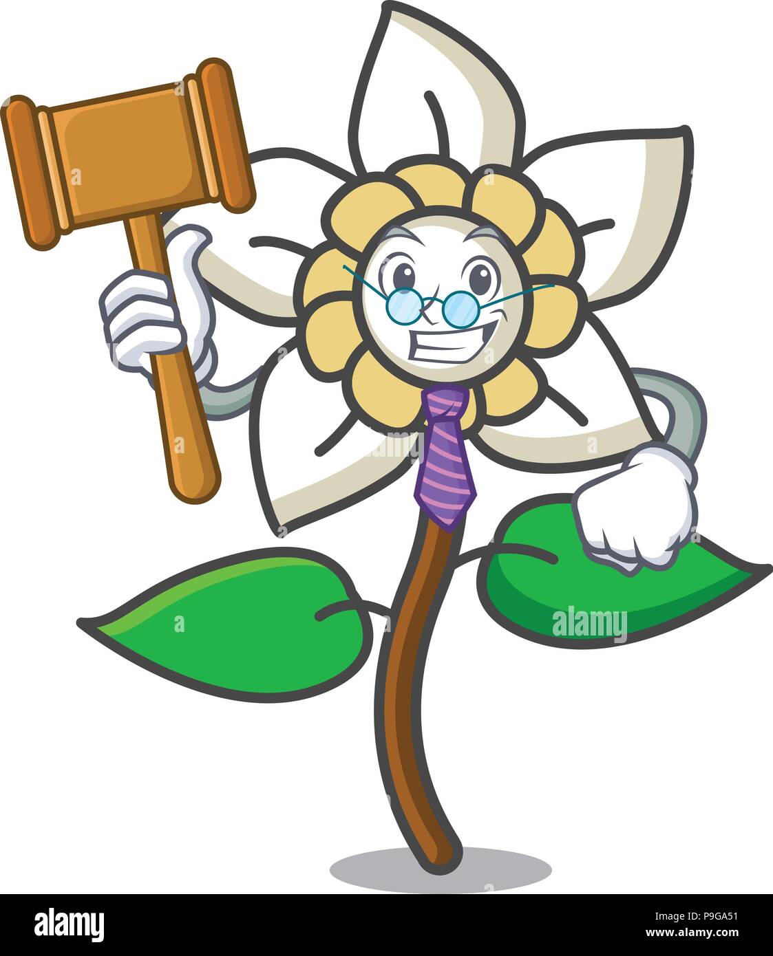 Judge jasmine flower mascot cartoon vector illustration Stock Vector ...