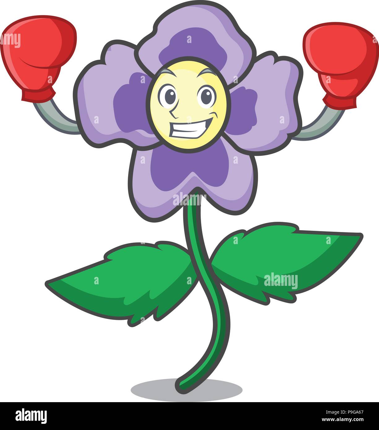 Boxing pansy flower character cartoon vector illustration Stock Vector ...