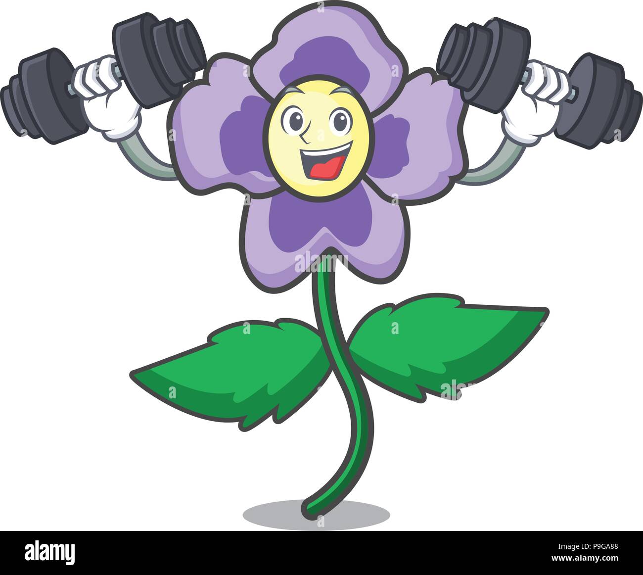 Fitness pansy flower character cartoon vector illustration Stock Vector ...
