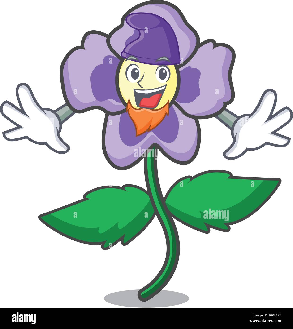 Elf pansy flower character cartoon vector illustration Stock Vector ...