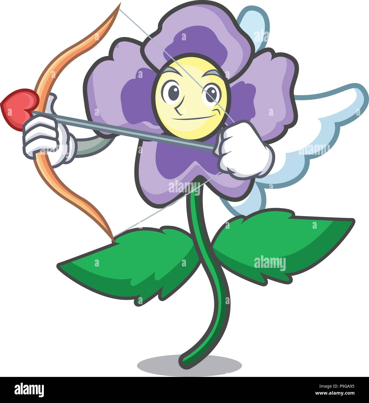 Cupid pansy flower character cartoon vector illustration Stock Vector ...