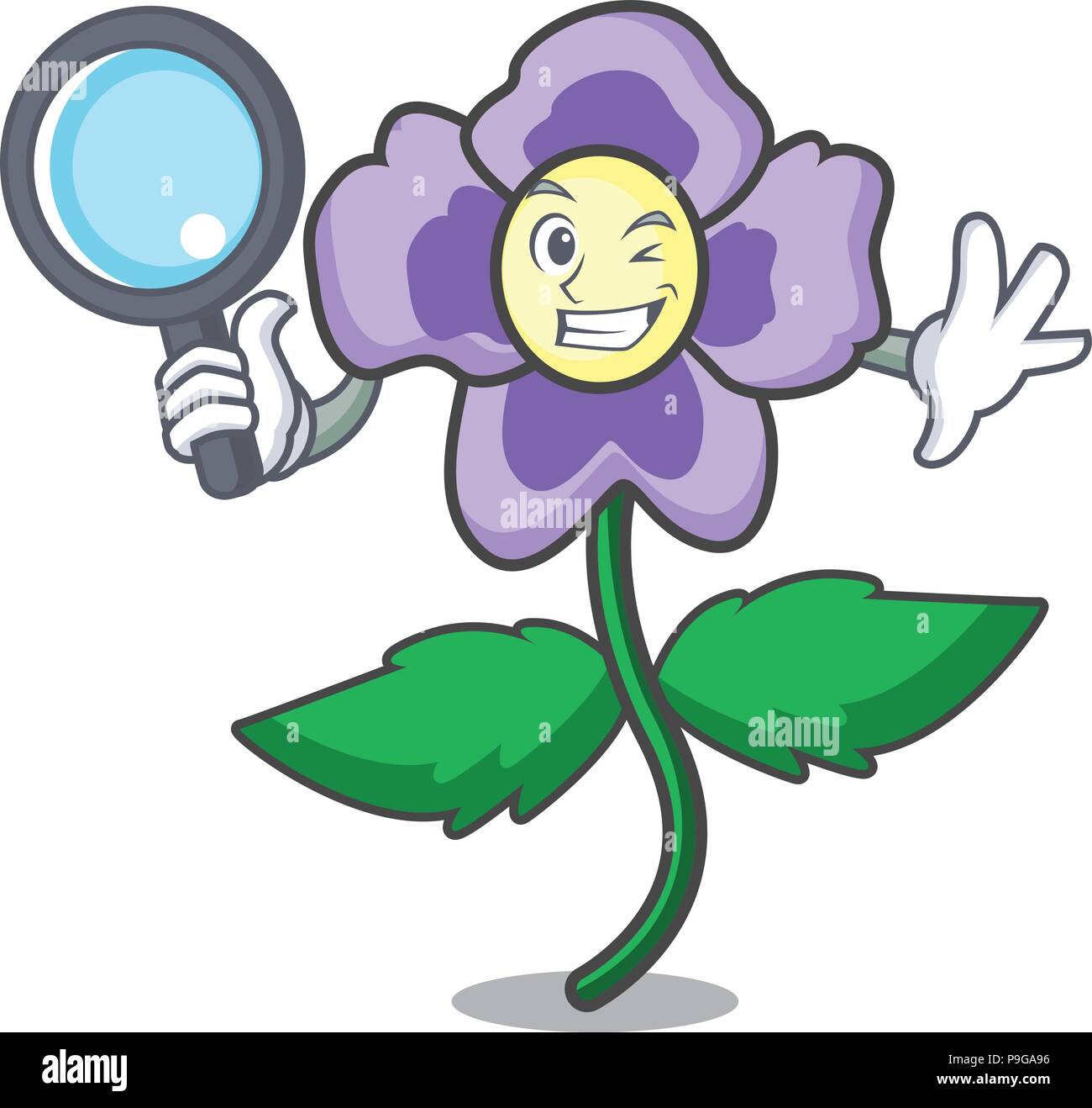 Detective pansy flower character cartoon vector illustration Stock ...