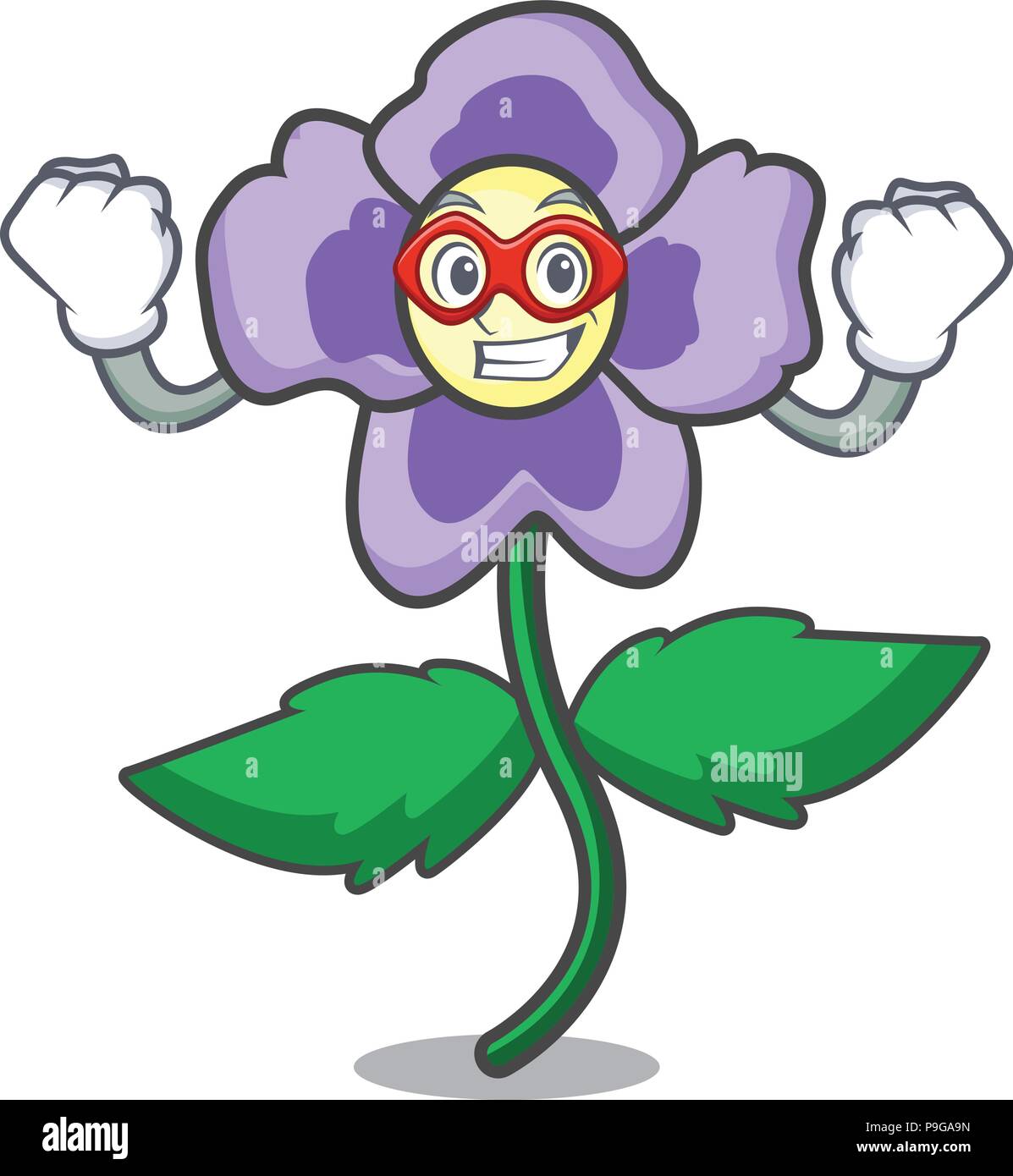 Super hero pansy flower character cartoon vector illustration Stock ...