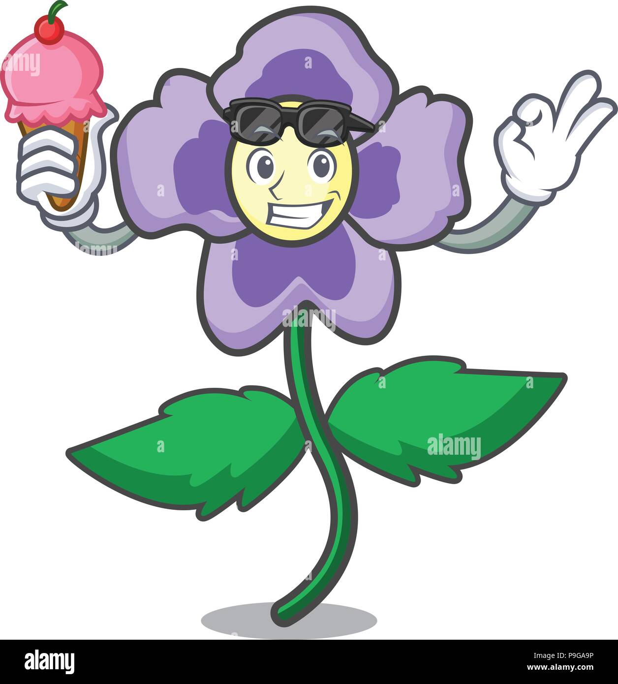 With ice cream pansy flower character cartoon vector illustration Stock ...
