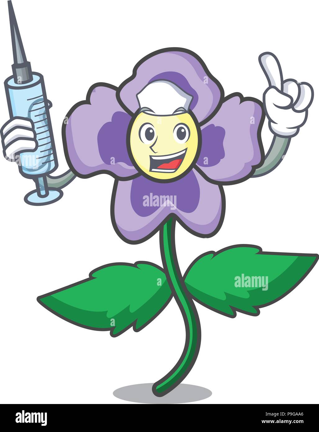 Nurse pansy flower character cartoon vector illustration Stock Vector ...