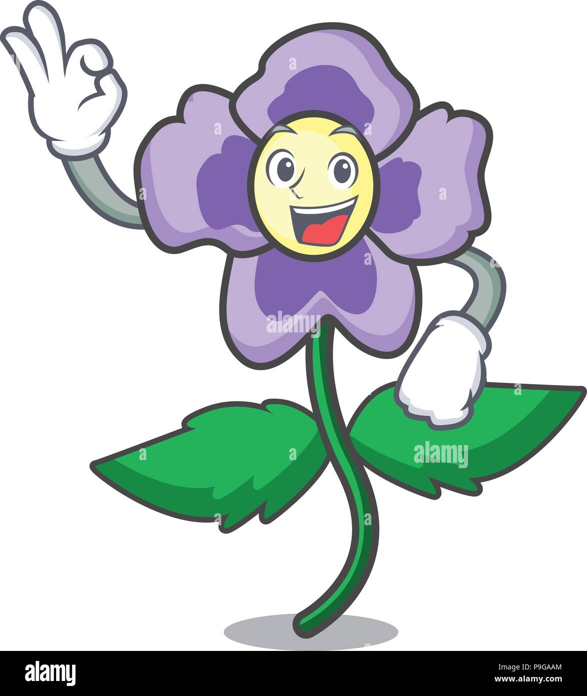 Okay pansy flower character cartoon vector illustration Stock Vector ...