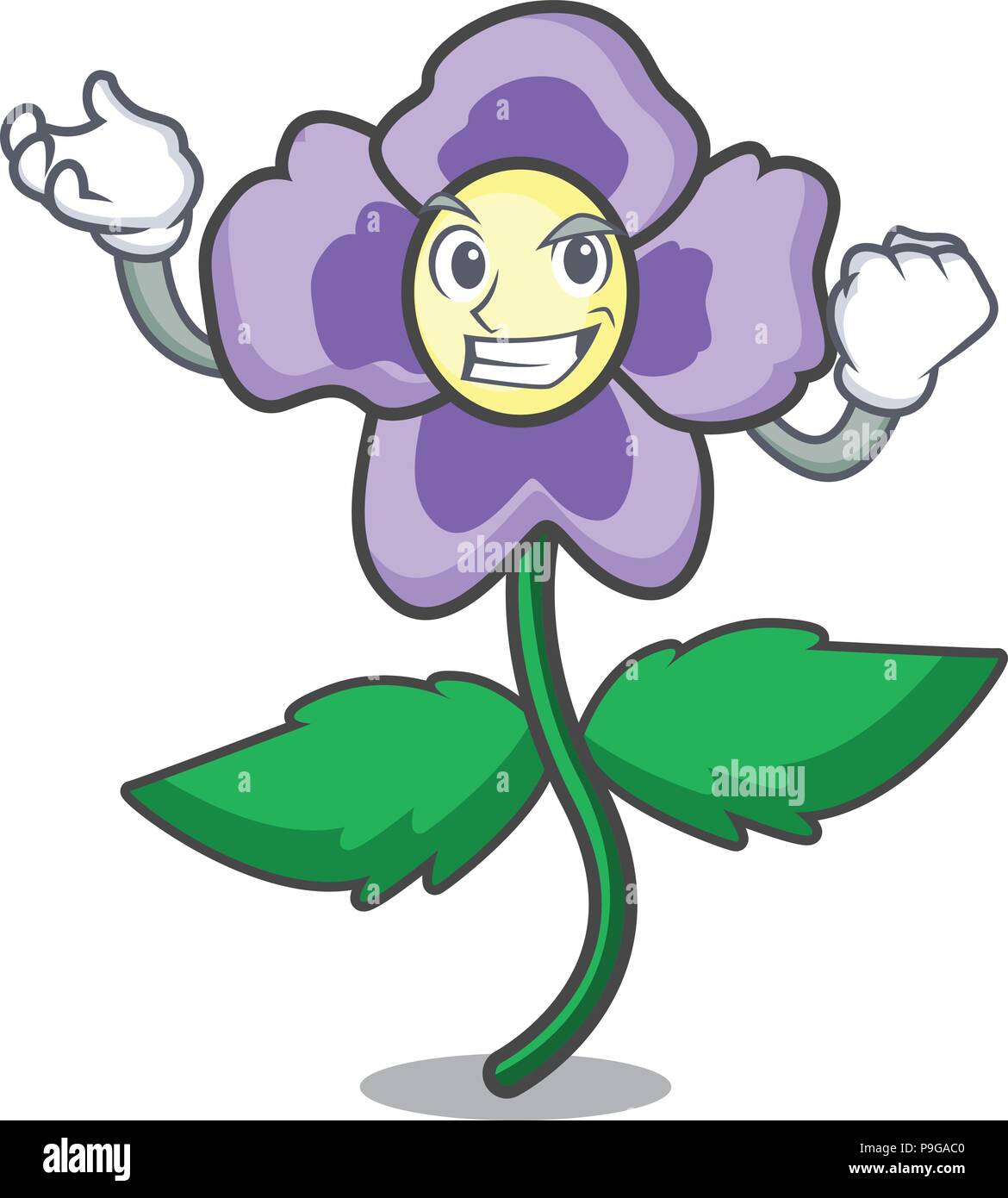 Successful pansy flower character cartoon vector illustration Stock ...